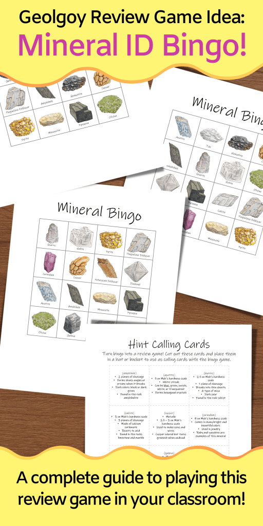 Geology Review Game Idea: mineral ID bingo - Wild Earth Lab